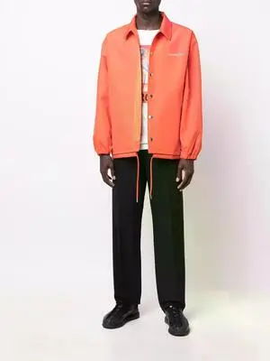 Khrisjoy Drawstring Waist Shirt Jacket - Orange