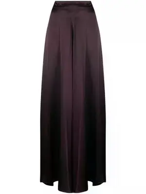 Voz Silk Satin Palazzo Trousers - Brown