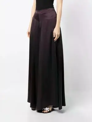 Voz Silk Satin Palazzo Trousers - Brown