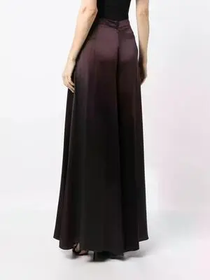 Voz Silk Satin Palazzo Trousers - Brown