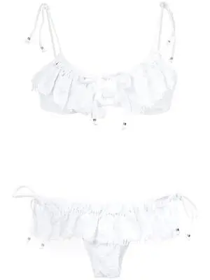 AMIR SLAMA Ruffled Bikini Set - Red