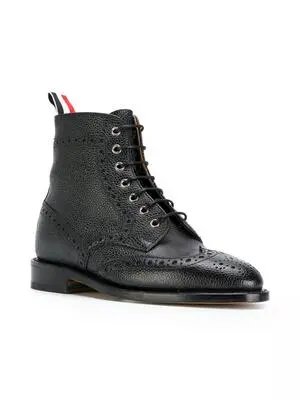 Thom Browne Wingtip Brogue Pebble Grain Leather Boots