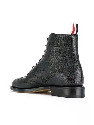 Thom Browne Wingtip Brogue Pebble Grain Leather Boots
