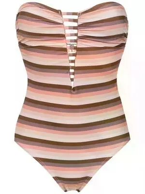 AMIR SLAMA Striped Swimsuit - Brown