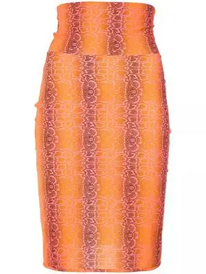 AMIR SLAMA Python Print Slim Fit Skirt
