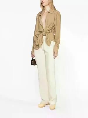 Jacquemus La Chemise Bahia Draped Shirt - Neutrals