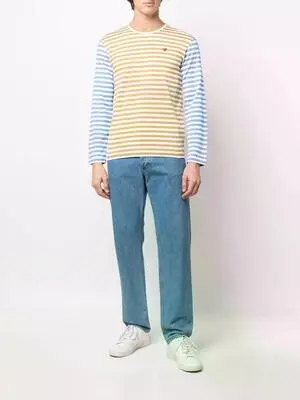 Play Comme Des Garcon Logo-embroidered Stripe-print T-shirt