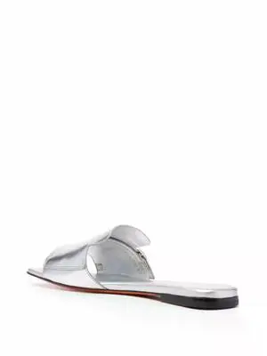 Santoni Metallic Leather Slip-on Sandals