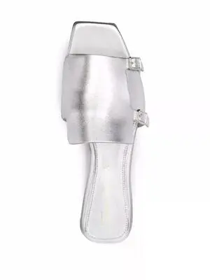 Santoni Metallic Leather Slip-on Sandals