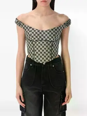 MISBHV Off-shoulder Logo-print Top