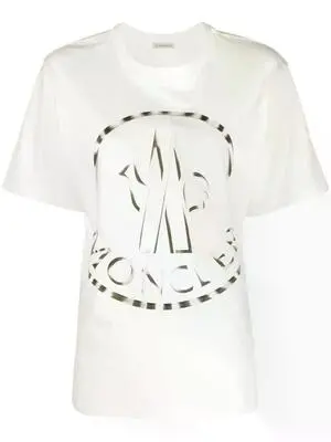 Moncler Bi-colour Logo-print T-shirt - White