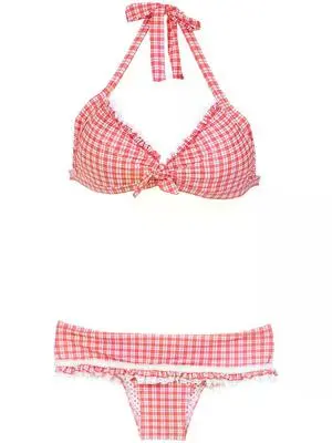 AMIR SLAMA Plaid Bikini Set - Red