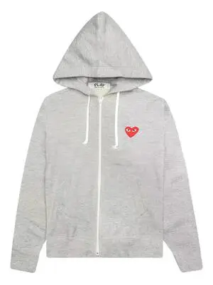 Play Comme Des Garcon Zip-up Hoodie With Heart Appliqu
