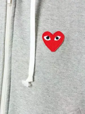 Play Comme Des Garcon Zip-up Hoodie With Heart Appliqu