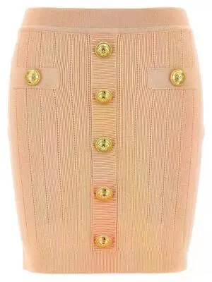 Balmain Buttoned Knitted Midi Skirt - Pink