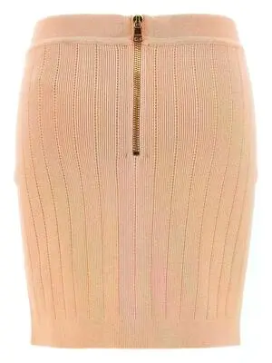 Balmain Buttoned Knitted Midi Skirt - Pink