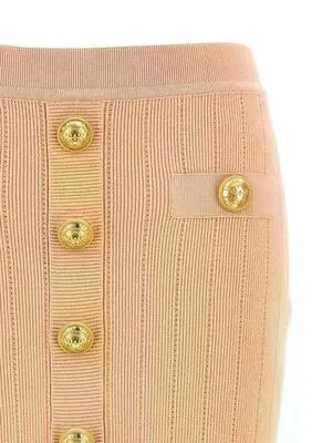 Balmain Buttoned Knitted Midi Skirt - Pink