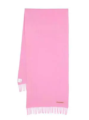 Acne Studios Logo-tag Frayed-edge Scarf - Pink