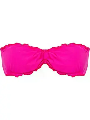 AMIR SLAMA Ruffled Trim Bandeau Bikini Top - Pink