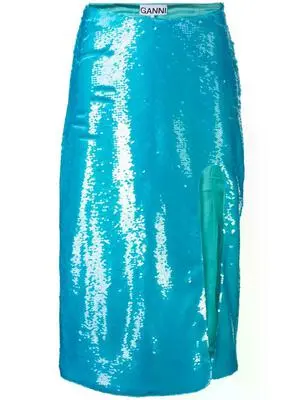 GANNI Sequin-embellished Midi Skirt