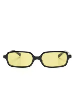 Miu Miu Logo-plaque Rectangle-frame Sunglasses - Black