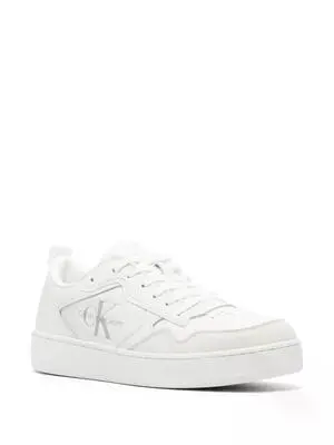Calvin Klein Debossed-logo Leather Trainers - White