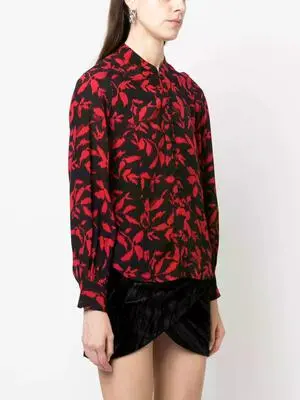 Zadig&Voltaire Twina Leaf-print Long-sleeve Shirt