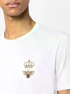 Dolce & Gabbana Embroidered Bee Cotton T-shirt - White