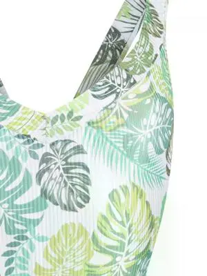 AMIR SLAMA Palm Leaf Print Swimsuit