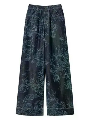 TWINSET Floral Print Woven Trousers - Blue