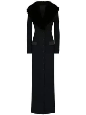 Dolce & Gabbana Single-breasted Fitted-waist Coat With Detachable Fur Collar