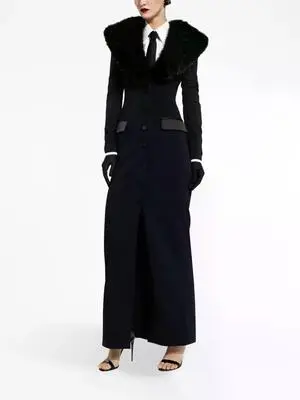 Dolce & Gabbana Single-breasted Fitted-waist Coat With Detachable Fur Collar