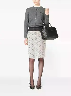 Miu Miu Cashmere Sweater With Logo - Grey