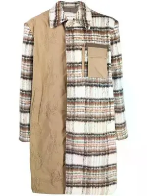 FENG CHEN WANG Tartan Patchwork Shirt Coat