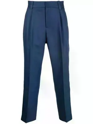 Viktor & Rolf Navy Embroidered Logo Cropped Trousers