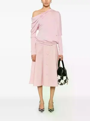Moschino Asymmetric Top With Logo Plaque - Pink