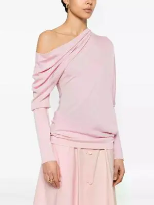 Moschino Asymmetric Top With Logo Plaque - Pink