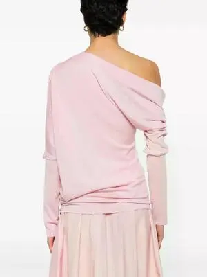 Moschino Asymmetric Top With Logo Plaque - Pink