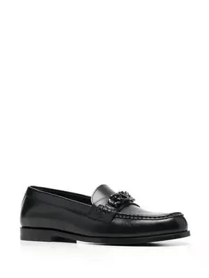 Valentino Garavani Vlogo Chain Leather Loafers - Black
