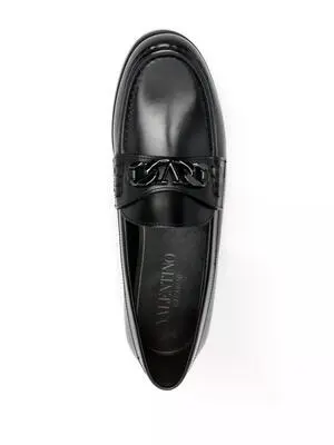 Valentino Garavani Vlogo Chain Leather Loafers - Black