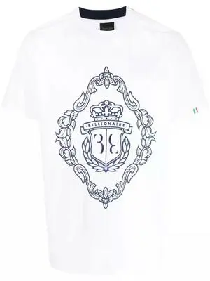 BILLIONAIRE Logo-embroidered Short-sleeve T-shirt - White