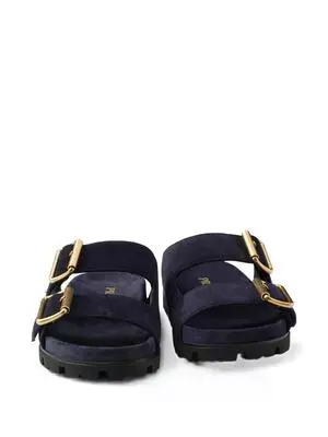 Prada Buckle Suede Slides