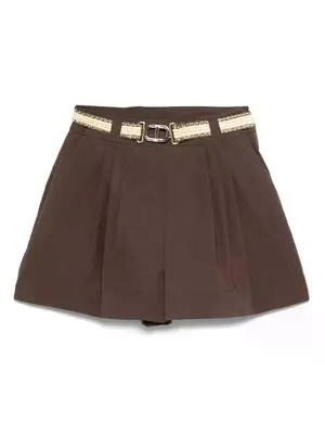 TWINSET Poplin Shorts With Gold-tone Logo Plaque