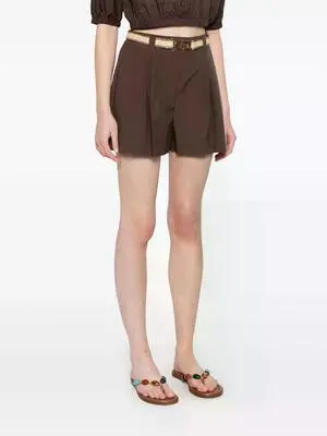 TWINSET Poplin Shorts With Gold-tone Logo Plaque