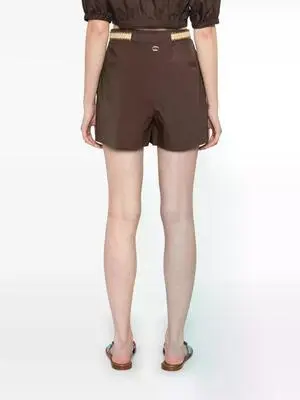 TWINSET Poplin Shorts With Gold-tone Logo Plaque