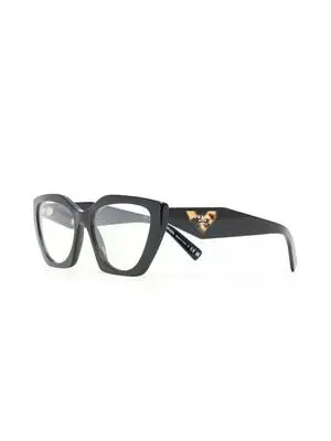 Prada Logo-engraved Cat-eye Glasses - Black