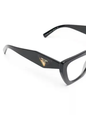 Prada Logo-engraved Cat-eye Glasses - Black