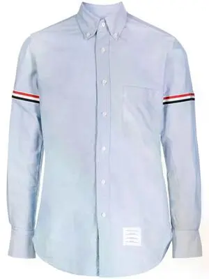 Thom Browne Rwb Stripe Cotton Shirt - Blue