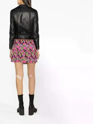 Versace Baroque-print Pleated Miniskirt