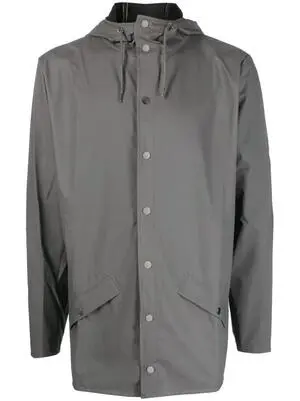 Rains Drawstring-hood Press-stud Parka Coat - Grey